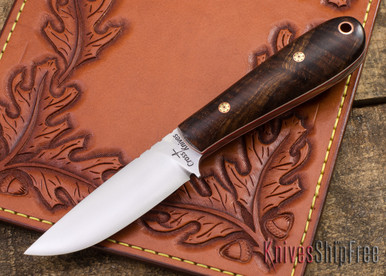 Cross Knives: Mini-Trapper Knife - Stabilized Koa - Red & White Liners