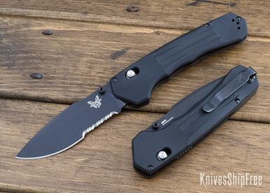 Benchmade Knives: 407SBK Vallation - Black Serrated Blade - Black ...