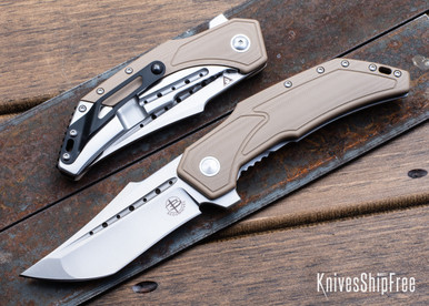 Begg Knives: Astio - Frame Lock Flipper - D2 Tool Steel - Tan G-10