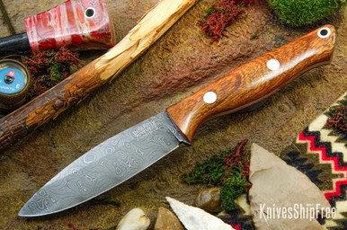 Bark River Knives: UP EDC - Desert Ironwood - Red Liners - Virus Damascus