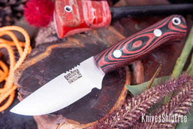 Bark River Knives: Bravo Necker - Cru-Wear - Red & Black Linen Micarta