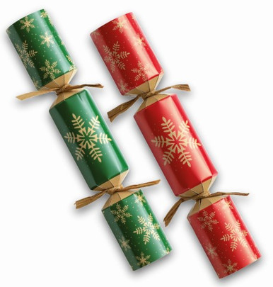 Green & Red Snowflake Crackers 9" Recyclable x 100 - PPS