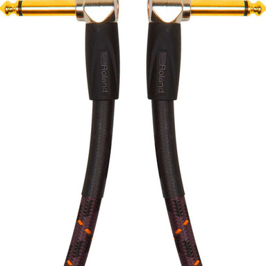 Roland 1ft Double Angled Gold Series 1/4" Instrument Cable - The Music Den