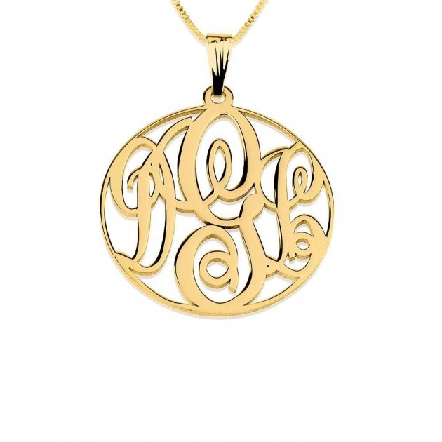 18k Gold Plated Script Monogram Necklace
