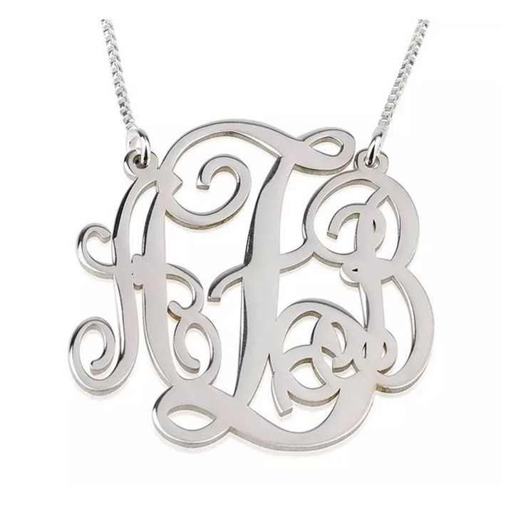 18k Gold Plated Script Monogram Necklace