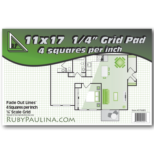 11x17 1/4 Grid Pads (50 pages per tablet; 4 squares per inch)