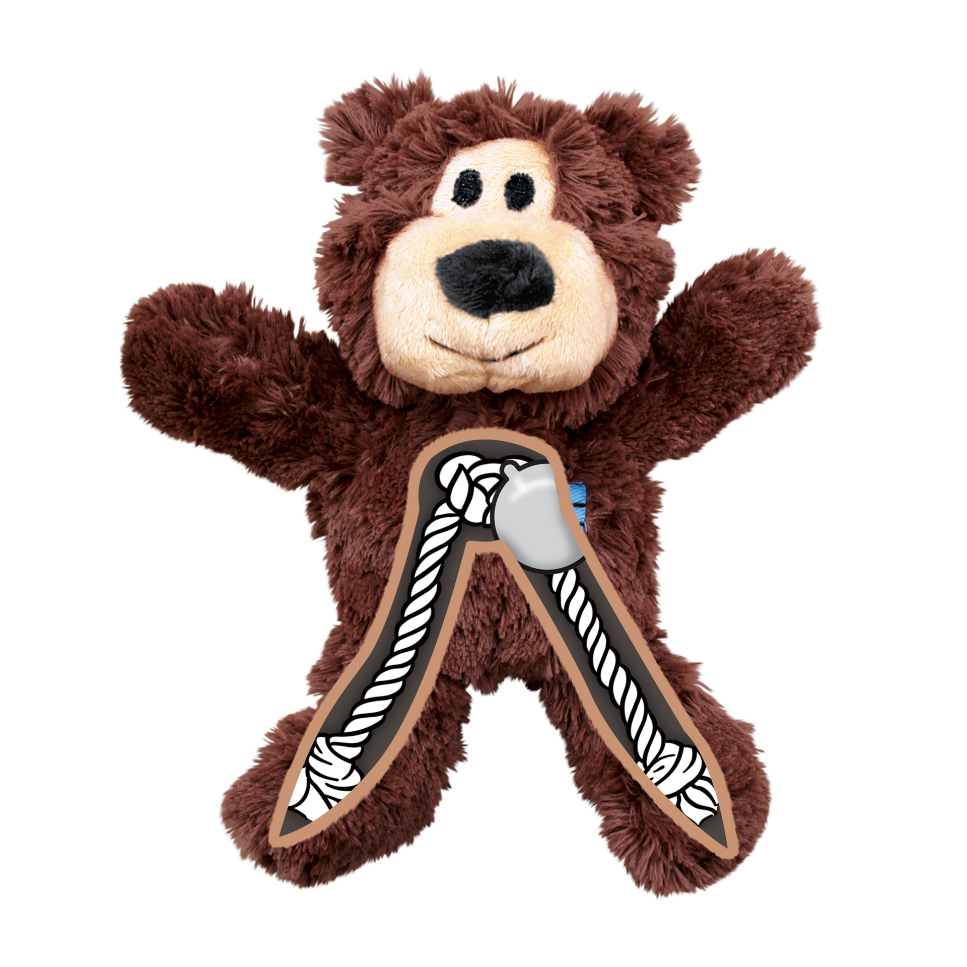 Wild Knot Bear, Rope Plush Dog Toy with Minimal Stuffing