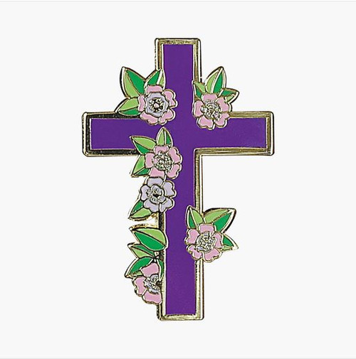 Floral Cross Enamel Lapel Pin - Museum of the Bible Store