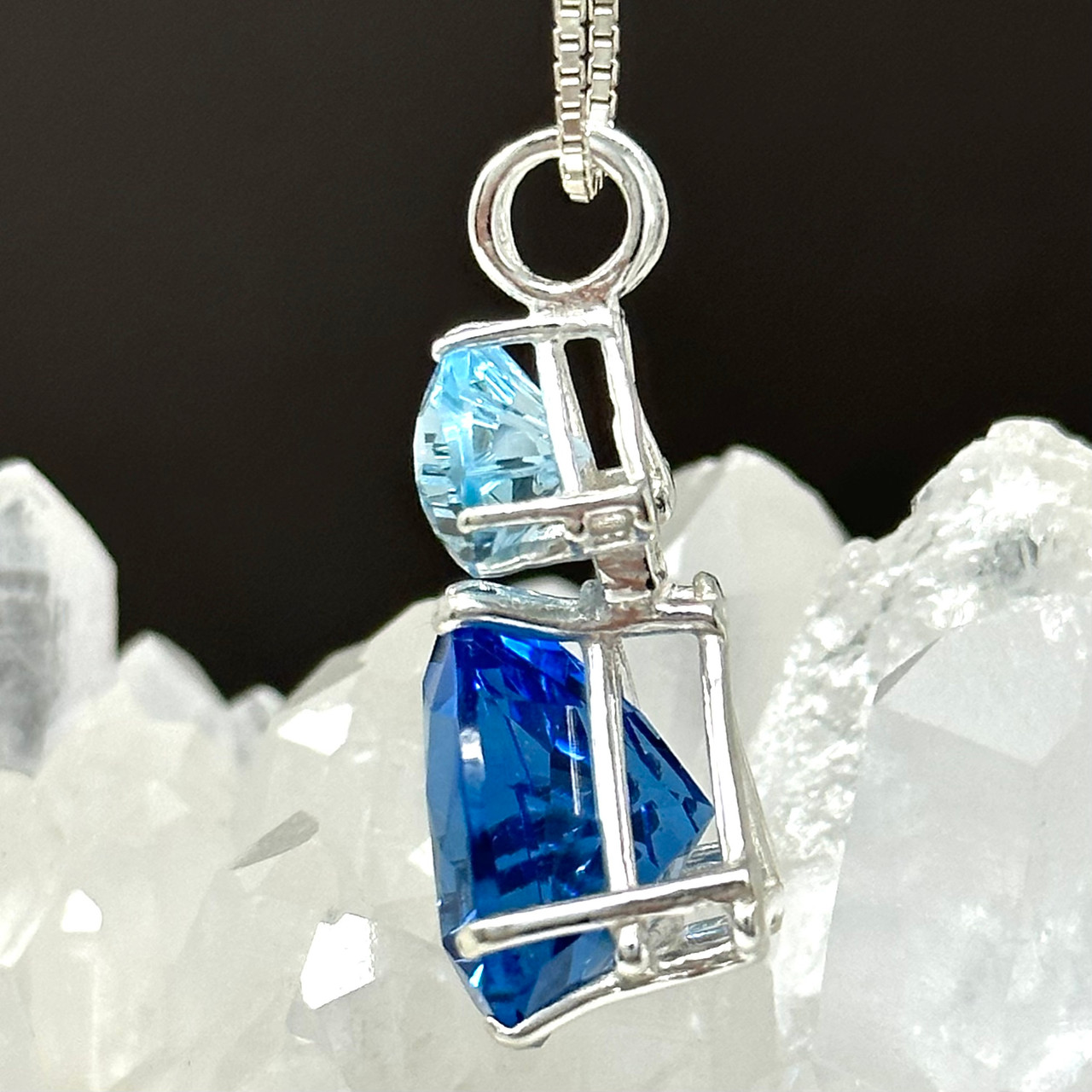 Tibetan Blue Obsidian Trillion with Blue Topaz Marquis
