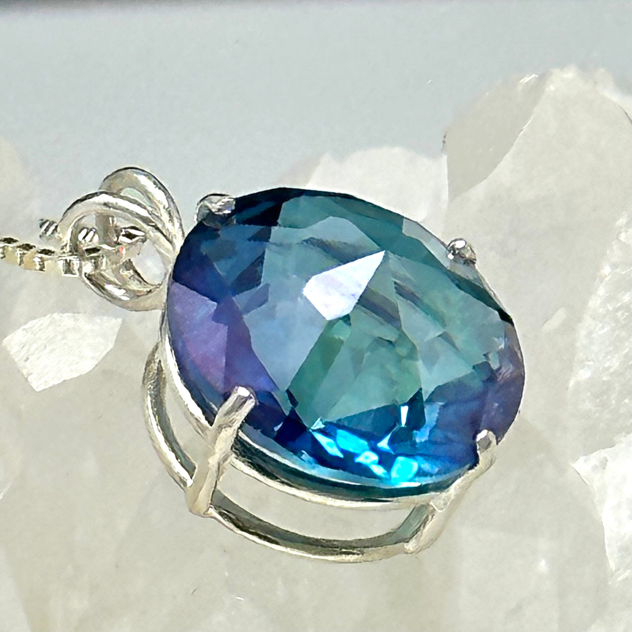 Aqua Aura Radiant Heart Set in Sterling Silver