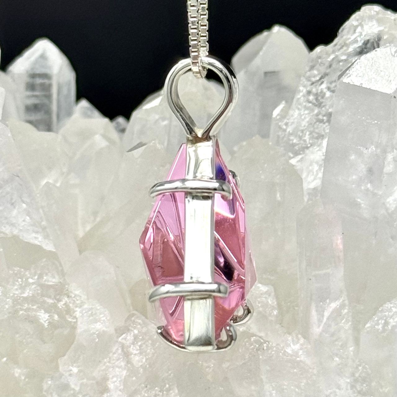 Vogel Star of David Pendant in Pink Ruby Rose Quartz - Small