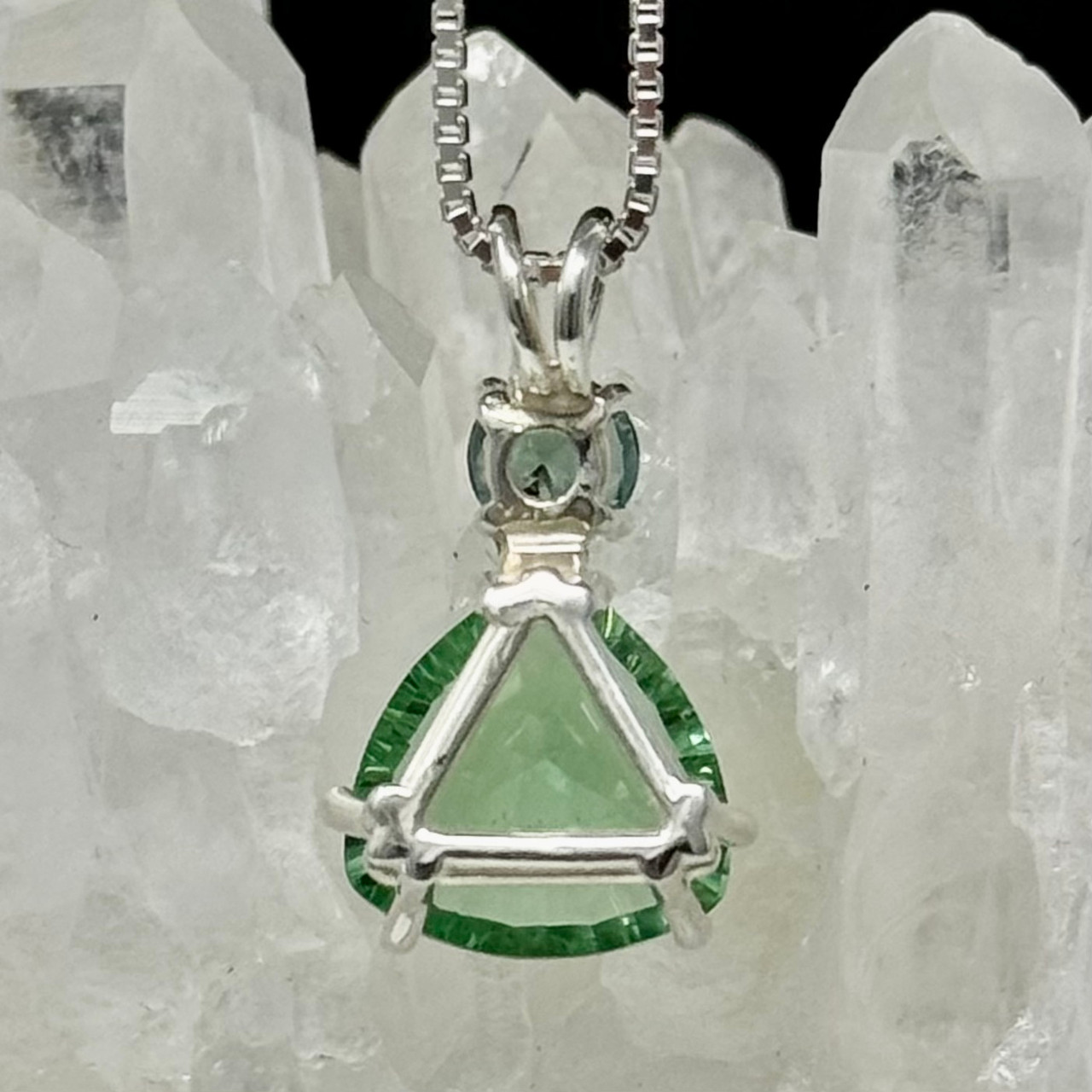 Tibetan Green Obsidian Trillion with Green Tourmaline