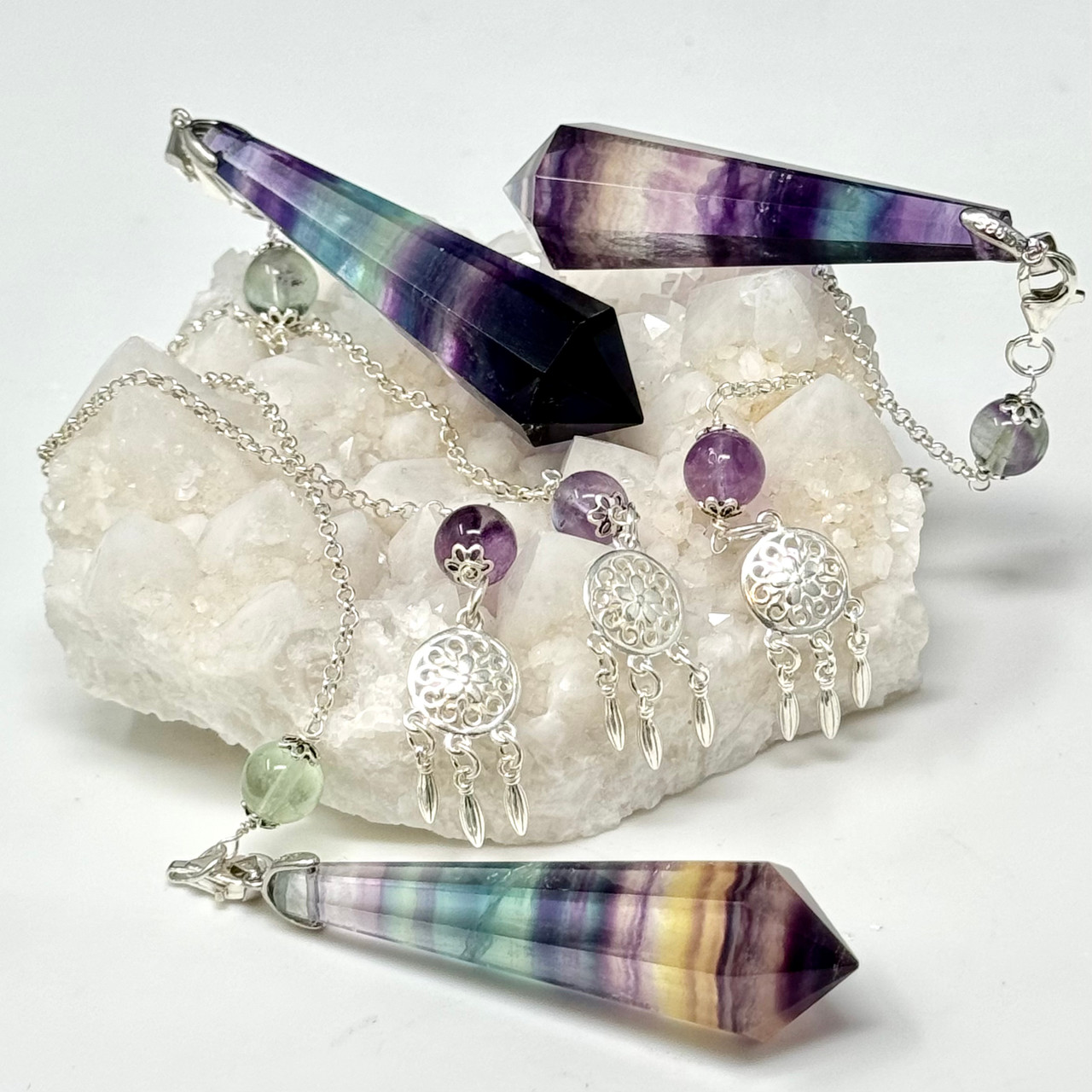 Rainbow Fluorite Pendulum