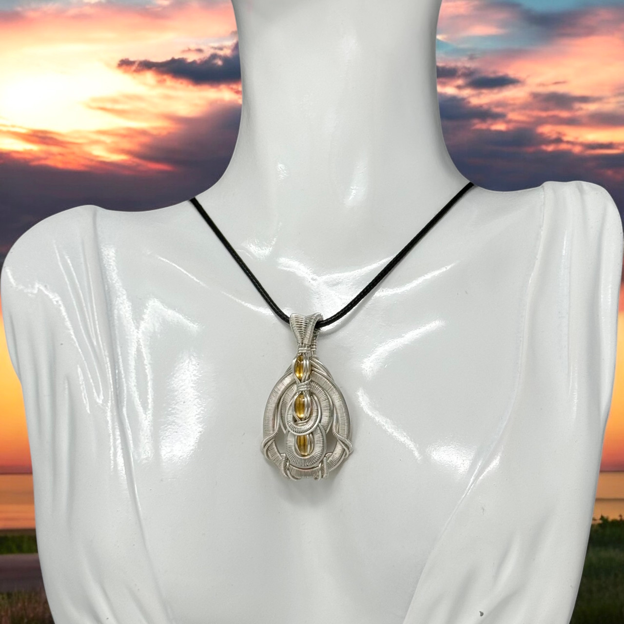 "Solar Flame" Wire-Wrap Pendant
