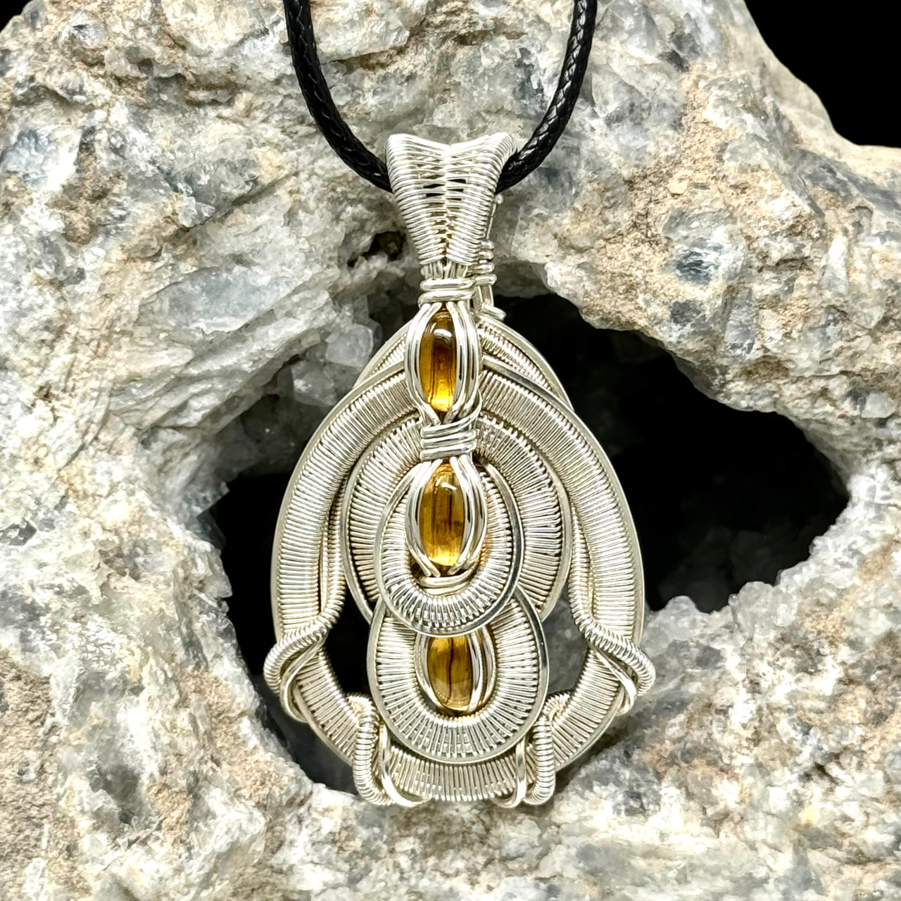 "Solar Flame" Wire-Wrap Pendant