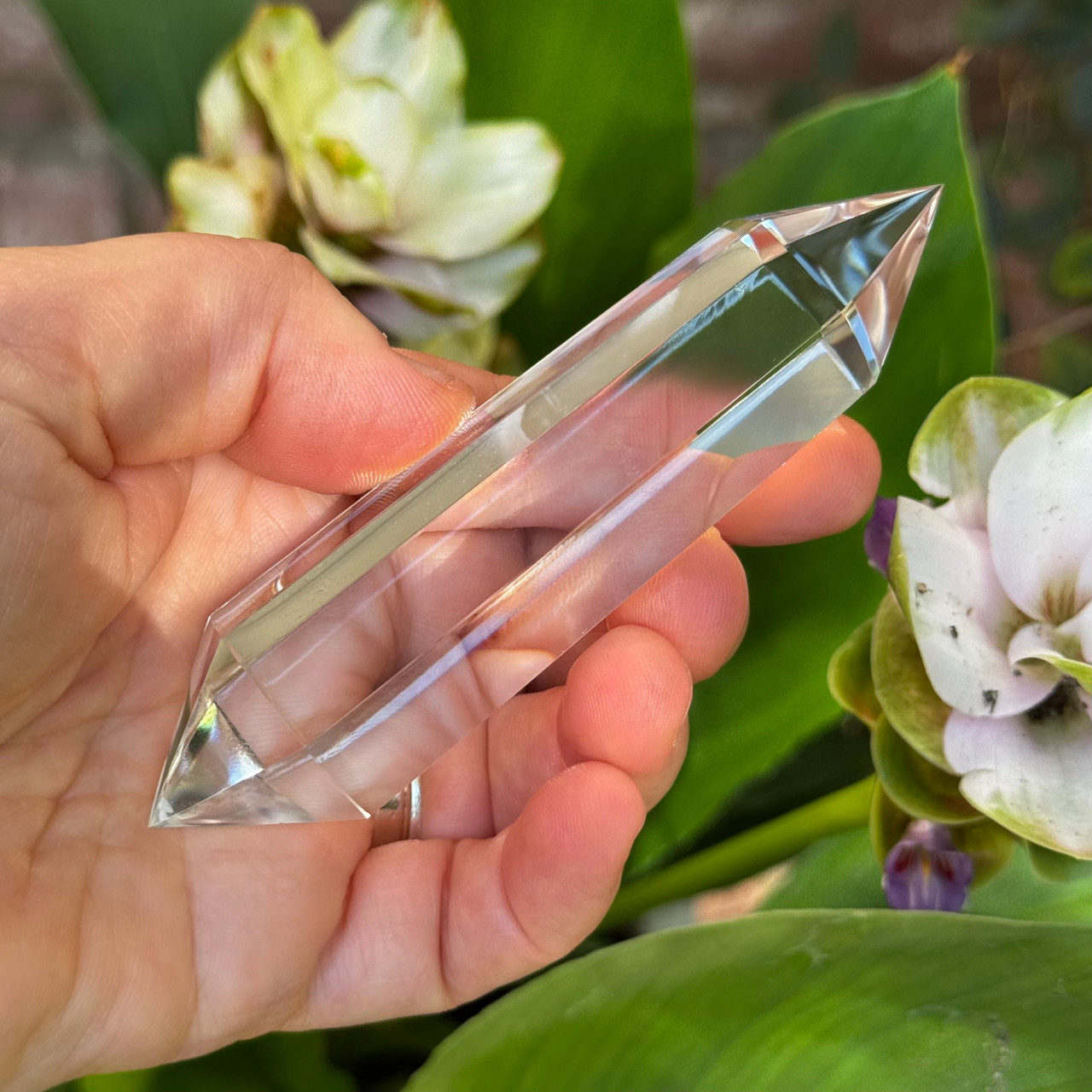 Vogel Crystal Wand with Blue Rays, 6 Facets - 91 Grams