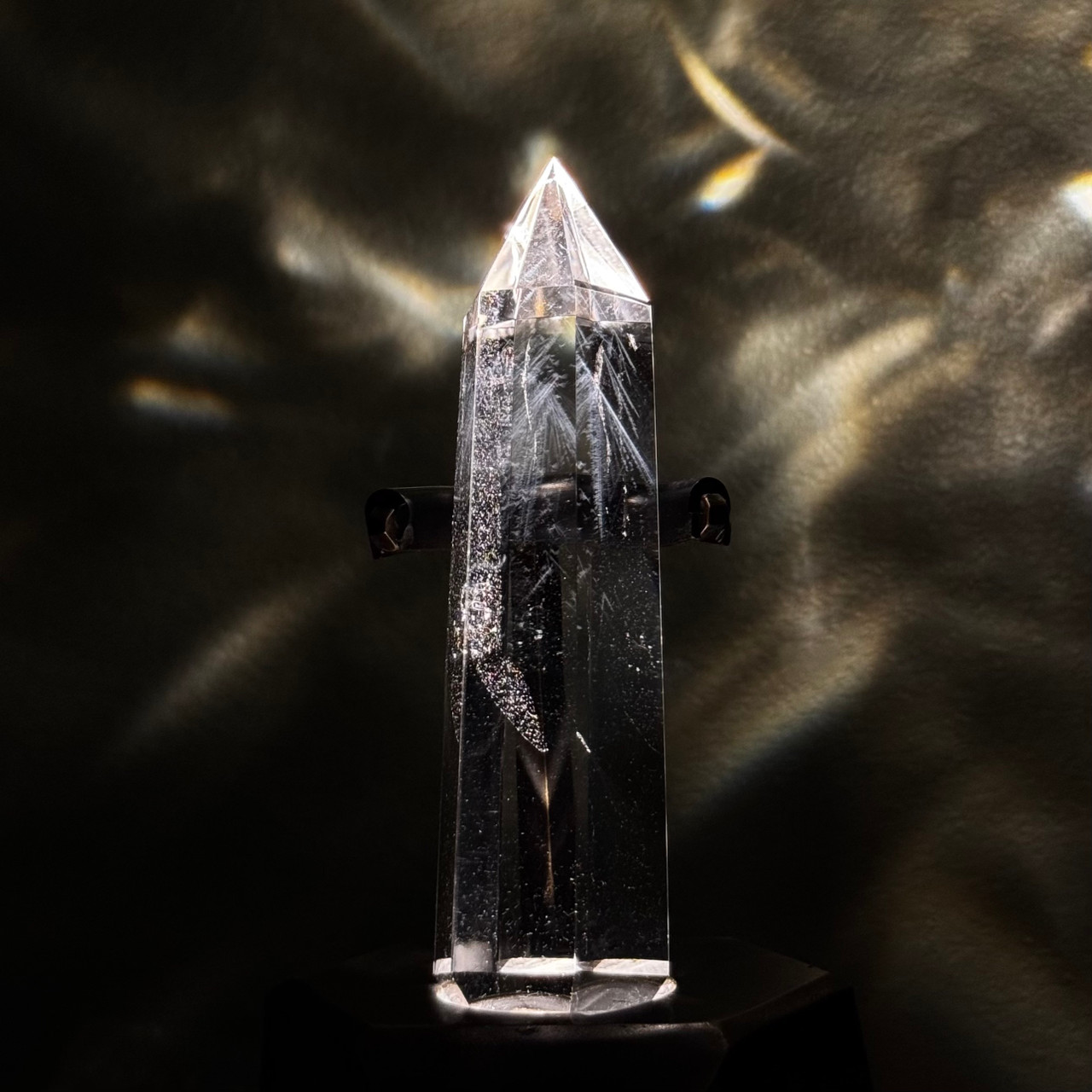 Vogel Wand with Blue Rays and Angel Hair Rutile, 6 Facets (143 Grams)