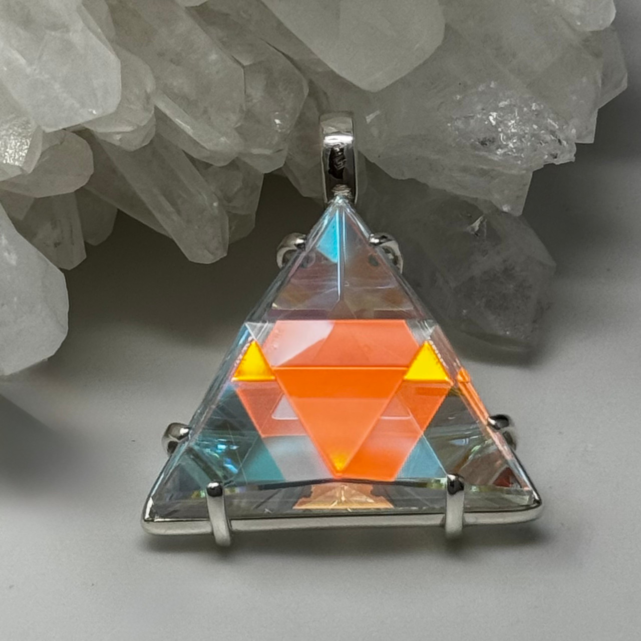 Vogel Crystal Star of David, Clear Quartz and Dichroic Glass - Large
