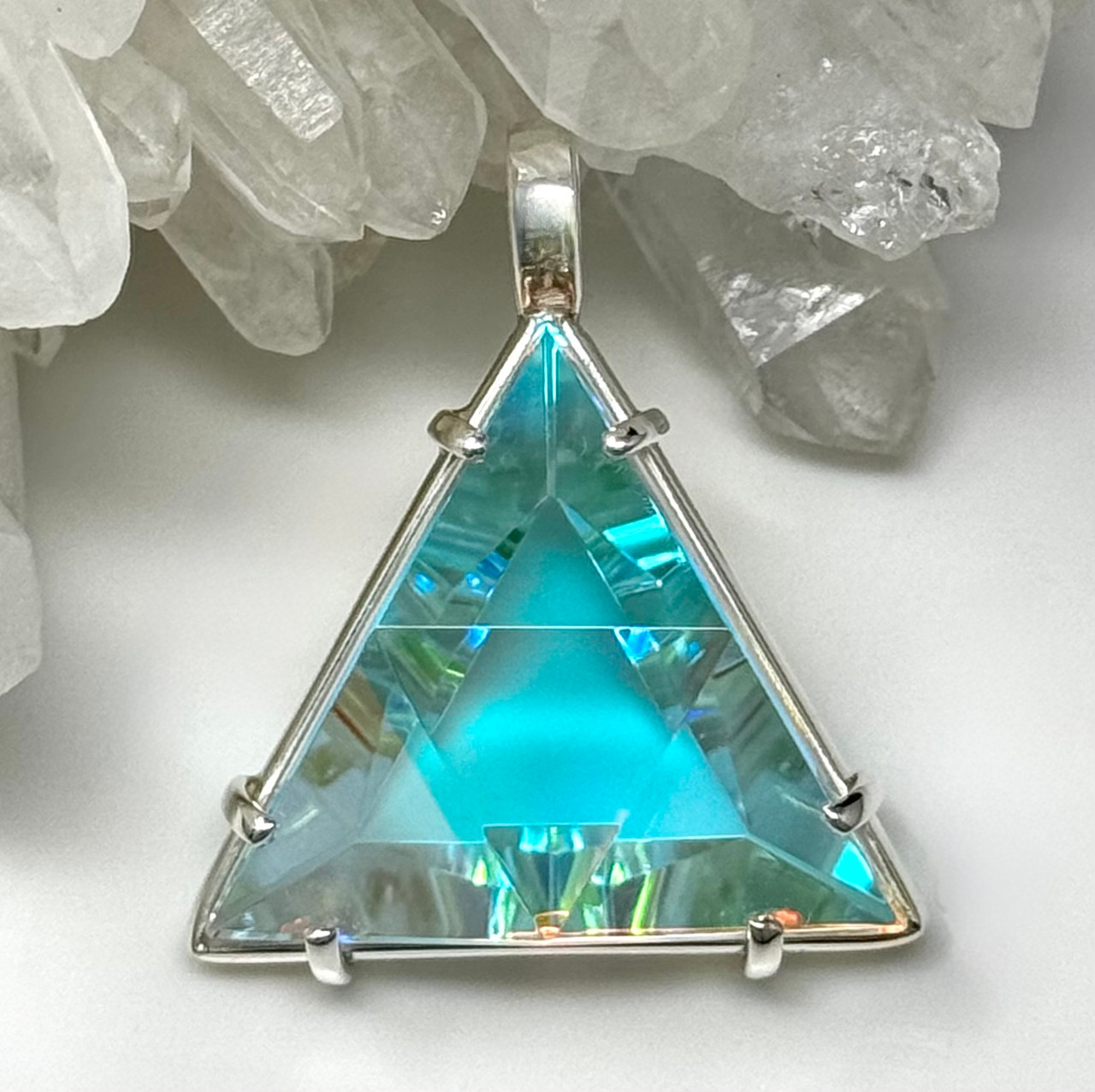 Vogel Crystal Star of David, Clear Quartz and Dichroic Glass - Large
