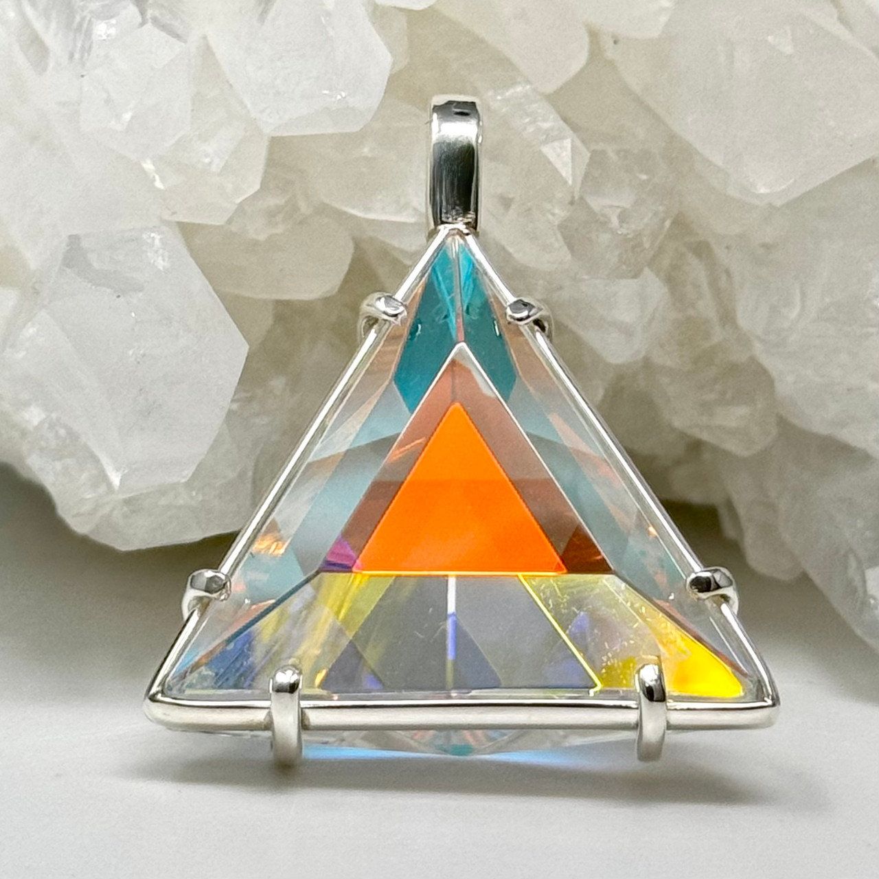 Vogel Crystal Star of David, Clear Quartz and Dichroic Glass - Large