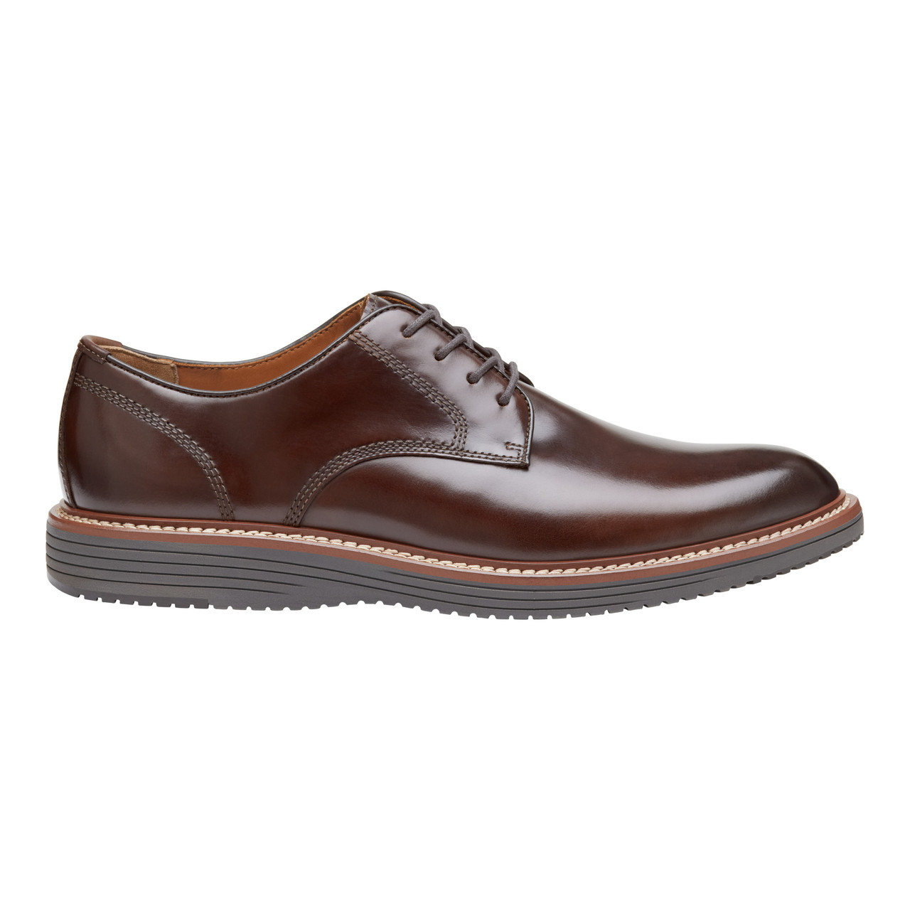 Johnston & Murphy Upton Plain Toe in Mahogany Full Grain Leather ...