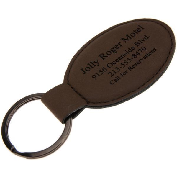 Shop for and Buy Oval Leatherette Key Fob Dark Brown - PERSONALIZED at ...