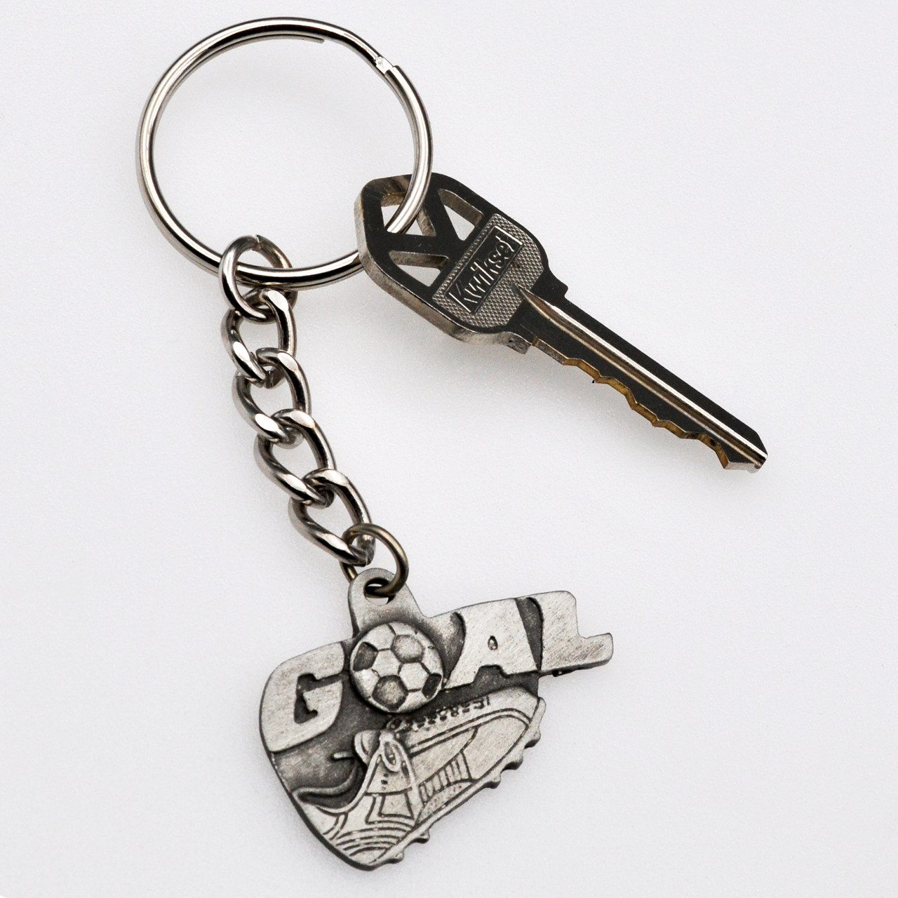 Shop for and Buy Pewter Soccer 'Goal' Keyring with Chain at Keyring.com ...