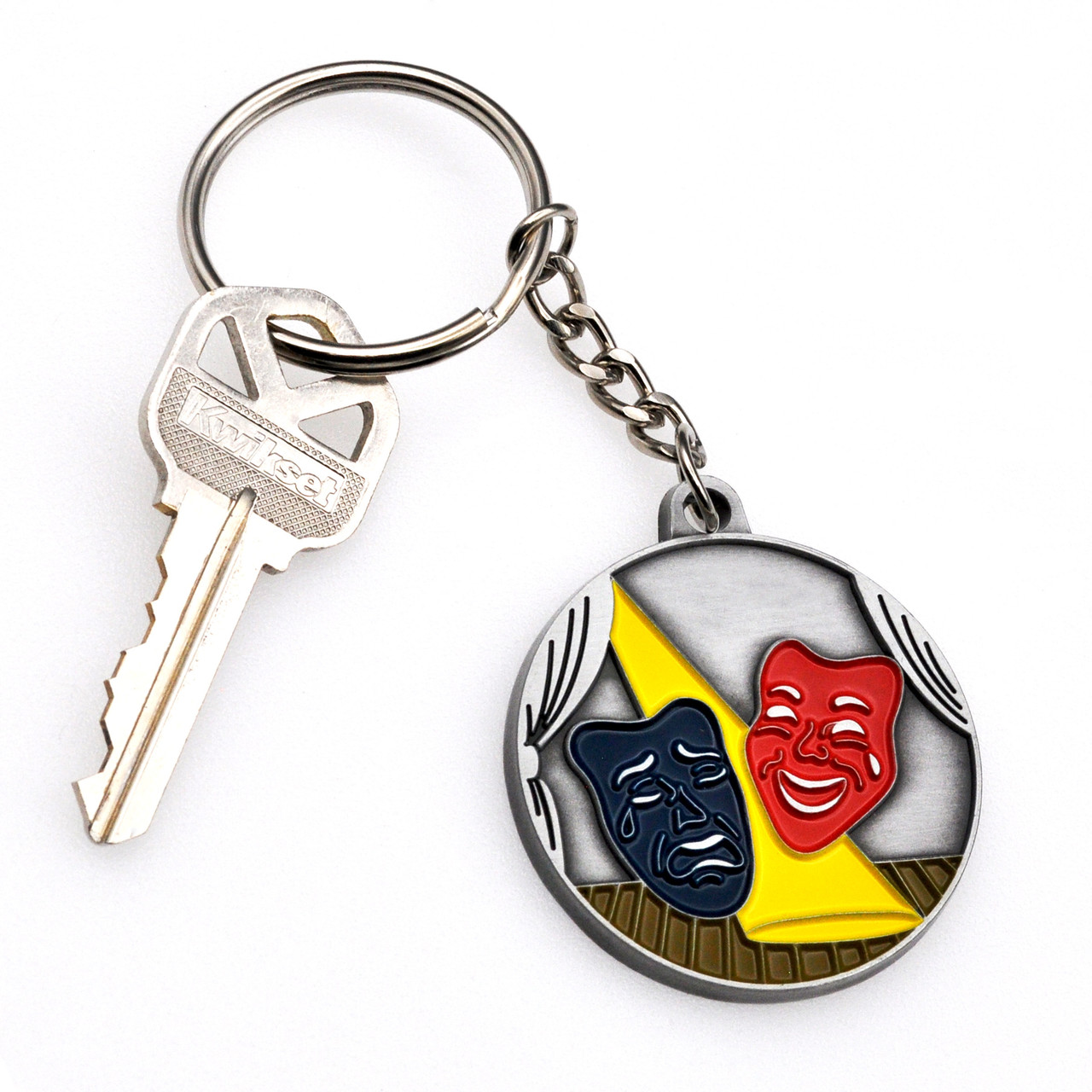Shop for and Buy Pewter Drama Masks / Theatre Masks Keyring with Chain ...