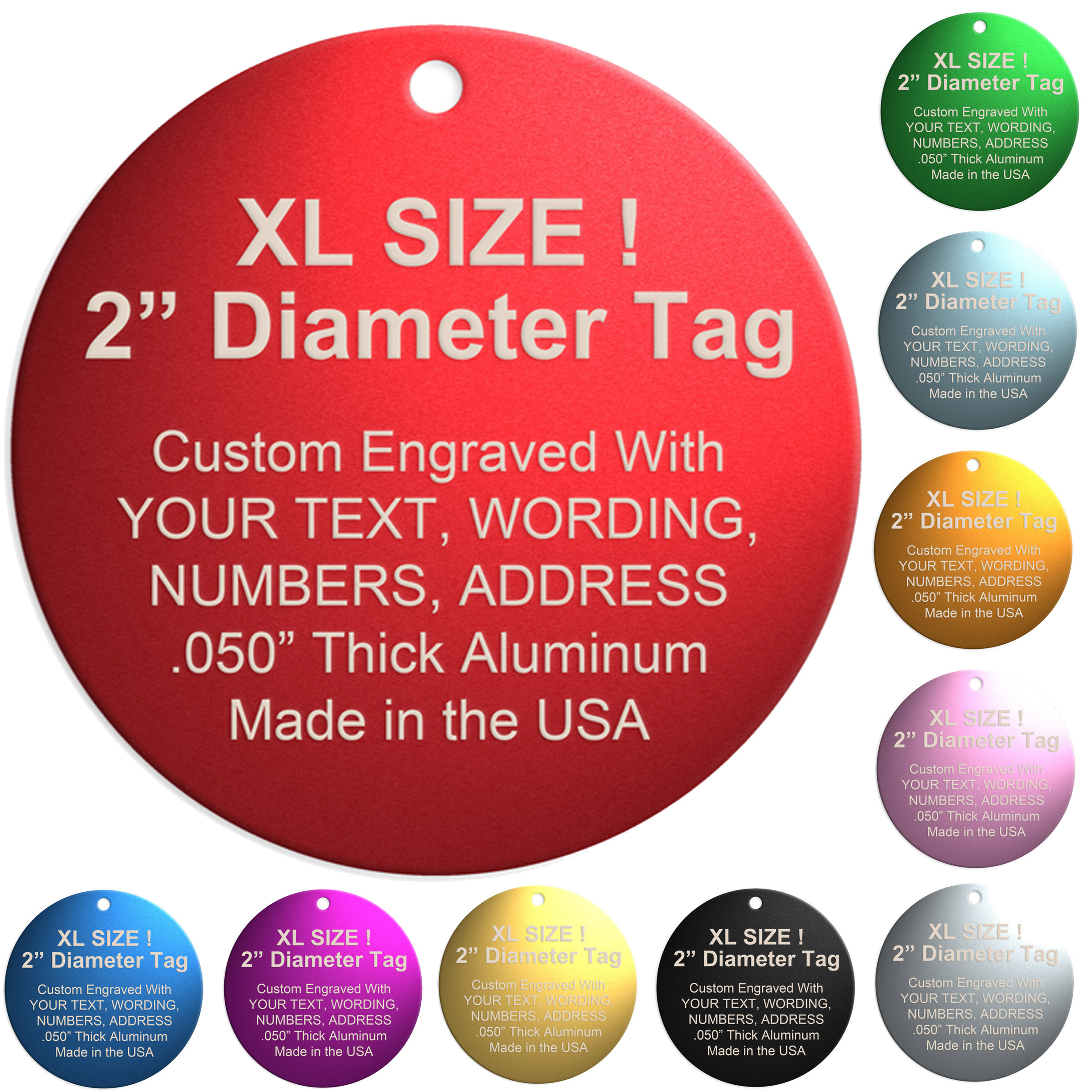 Shop for and Buy EXTRA Large Round Aluminum Tag 2 Inch - CUSTOM ...