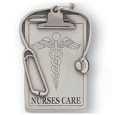 Shop for and Buy Pewter Nurses Care Keyring with Chain at Keyring.com ...