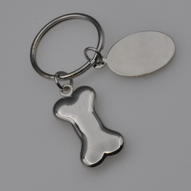 Shop for and Buy Dog Bone and Oval Plate Nickel Plated Key Ring - at ...