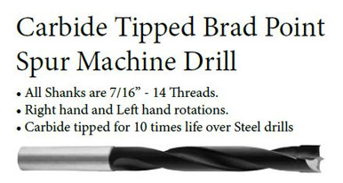 Carbide Tipped Brad Point Spur Machine Drill