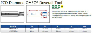 PCD Diamond CNC OMEC Dovetail Tool