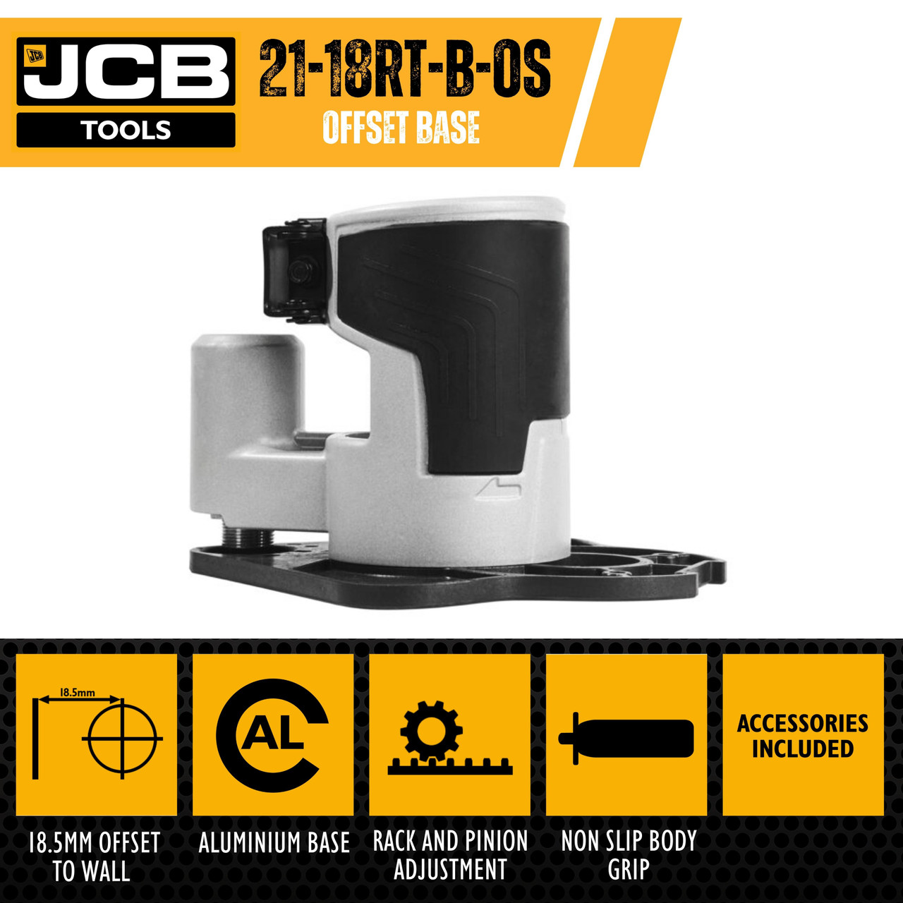 JCB Router Offset Base, 8mm Socket Wrench | 21-18RT-B-OS