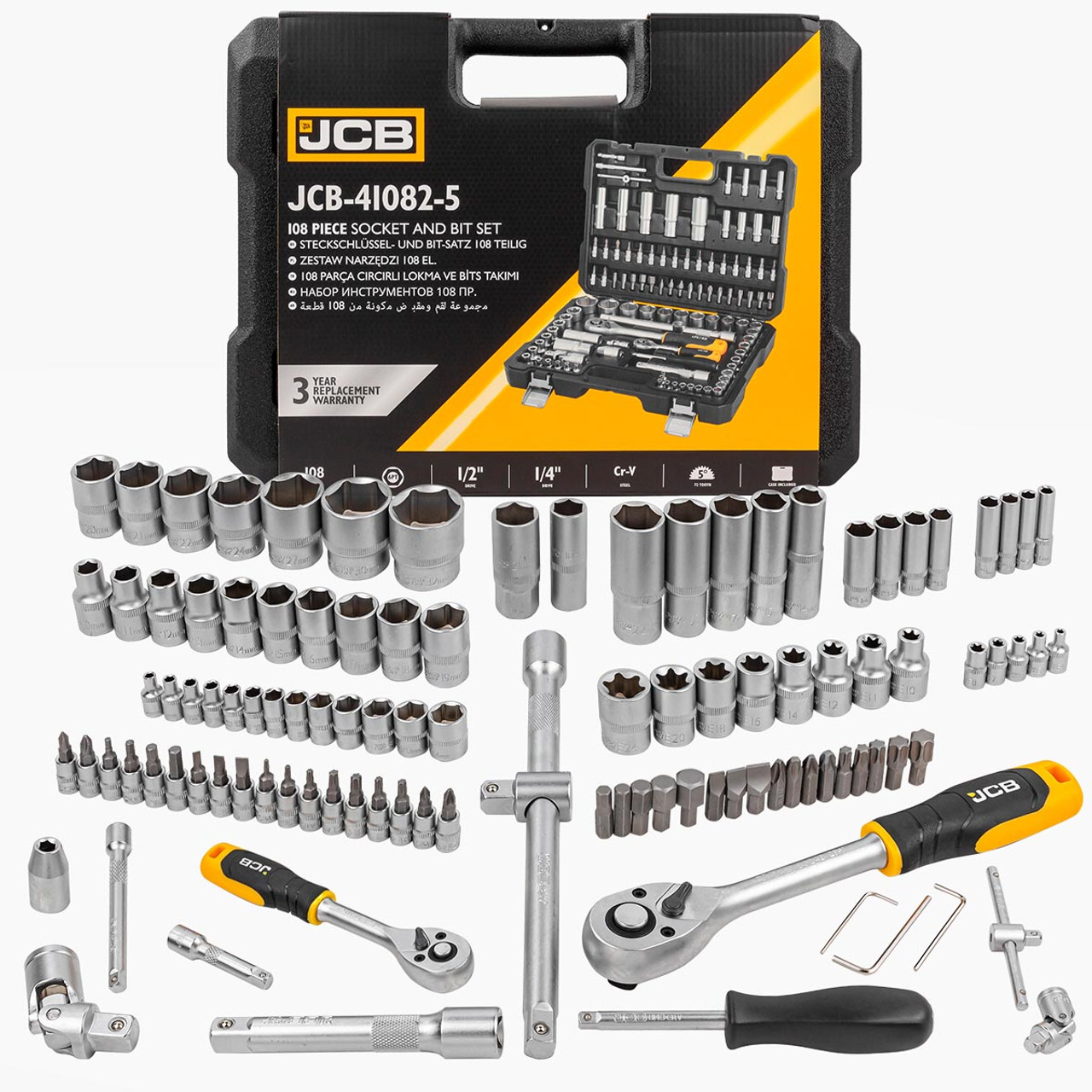 JCB 108 Piece Socket and Bit Set Chrome Vanadium Steel JCB 41082 5