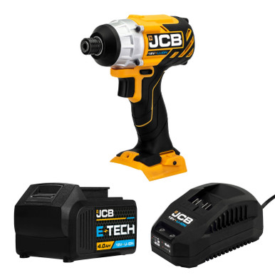 JCB 18V 180Nm Impact Driver, 4.0Ah Battery & 2.4A Charger Kit