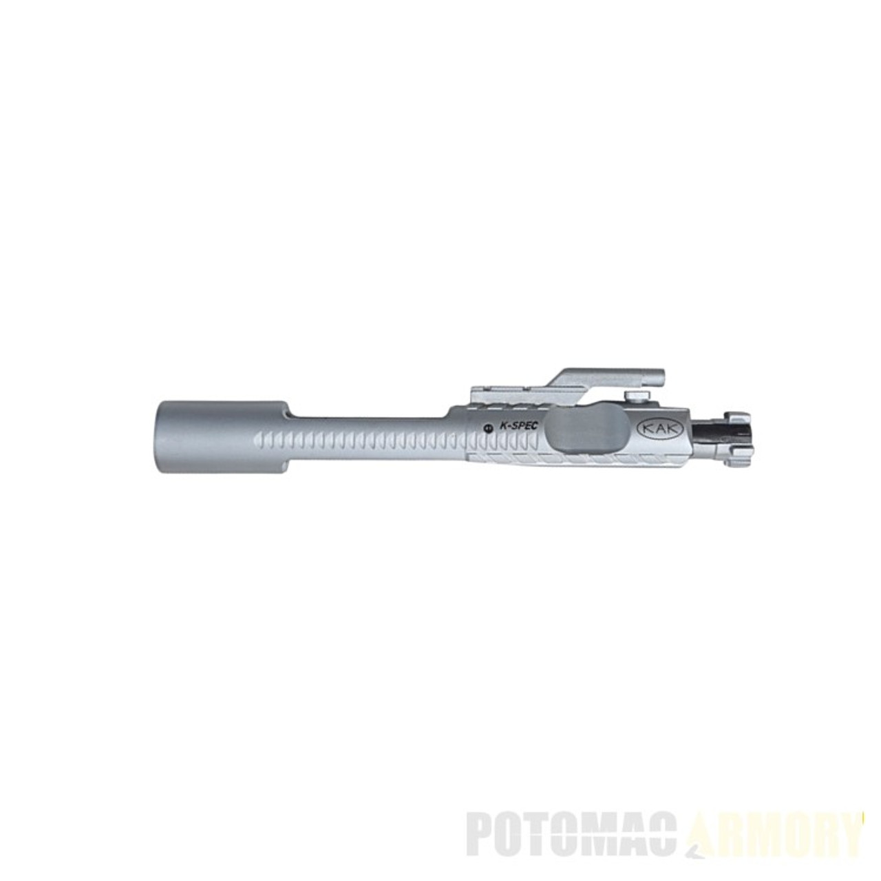 K-Spec Chrome BCG with Sand Cutter rails, Dual ejectors and downward gas