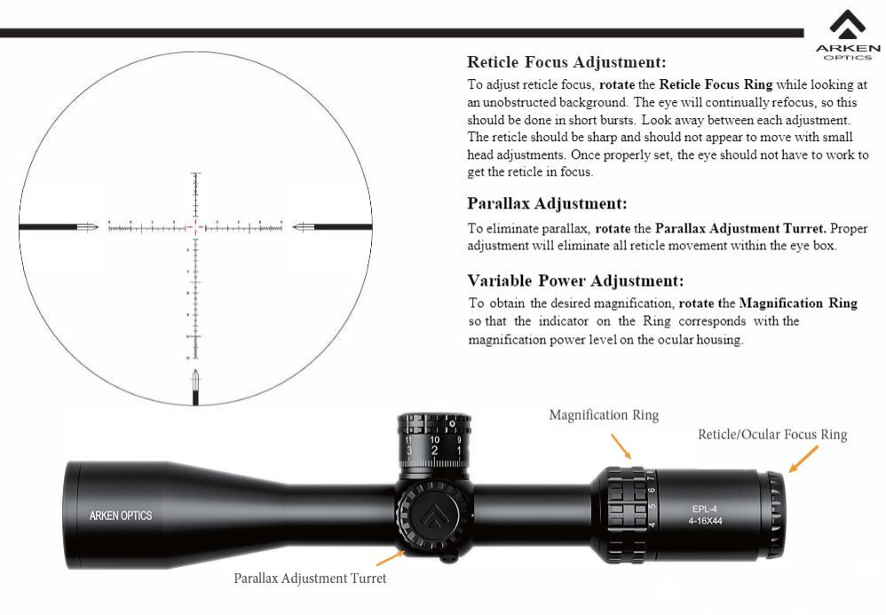 Arken EPL4 4-16x44 FFP Mil VHR illuminated reticle
