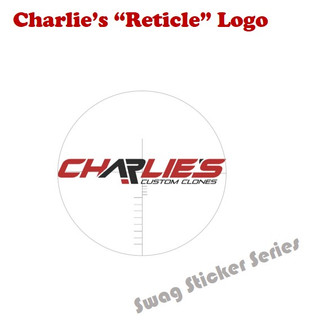 Charlie's Custom Clones logo sticker swag - small reticle style logo