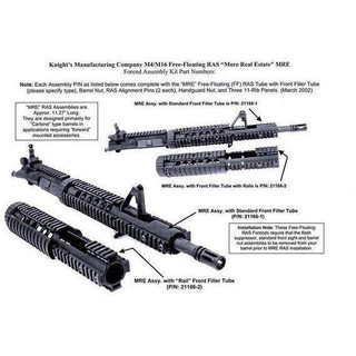 Knights Armament KAC MRE Free Float RAS w/Filler Rail Kit, 5.56