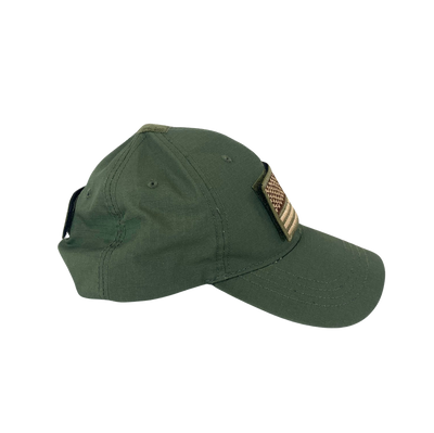 Tactical Operator Hat - OD Green Ripstock with Velcro and patches