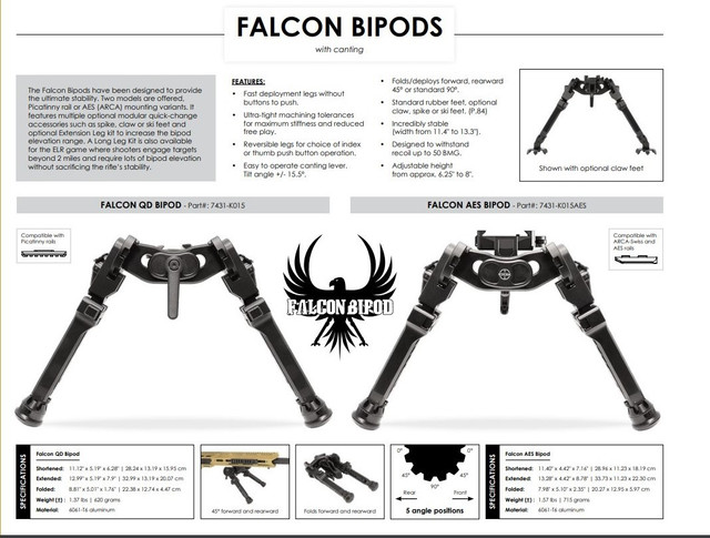 Cadex Falcon Bipod with AES Arca Adapter | For Sale in the USA