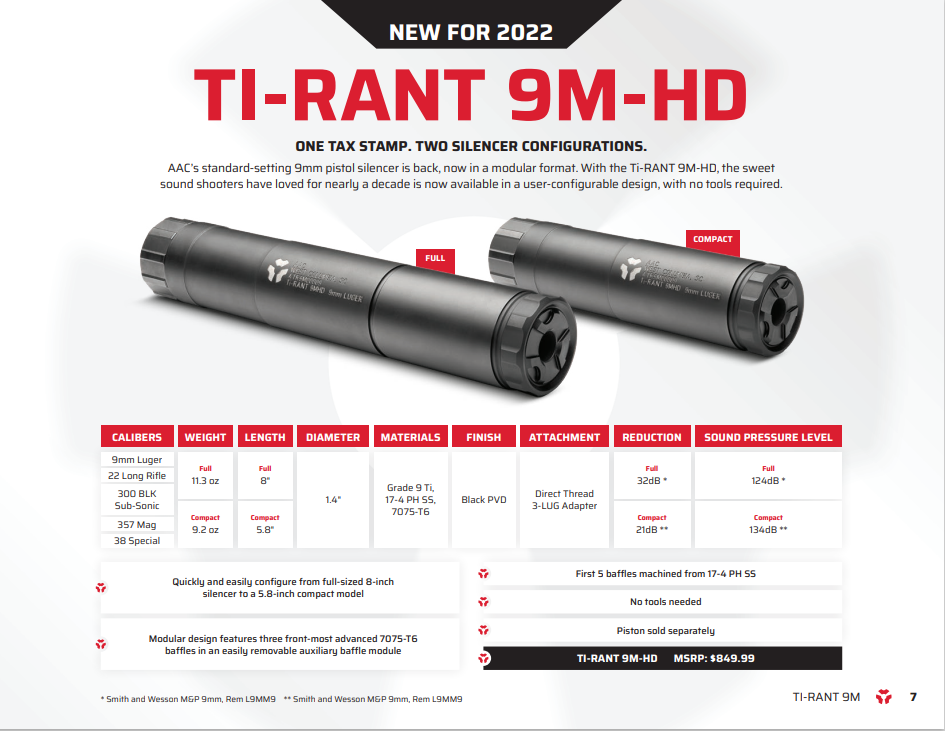 AAC Ti-RANT 9M-HD 9mm Modular Suppressor | For Sale