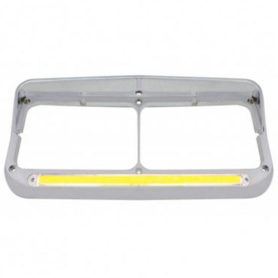 Dual Rectangular Headlight Bezel W/ Visor, Amber LEDs - Elite Truck ...