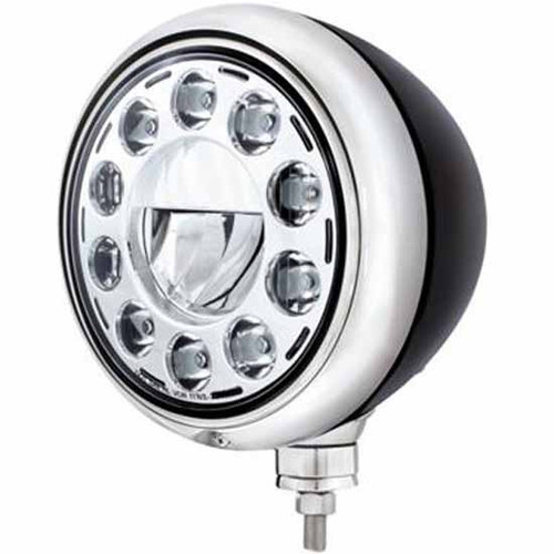 Black Guide Style Hot Rod Headlight With 11 Diode High Power LEDs ...