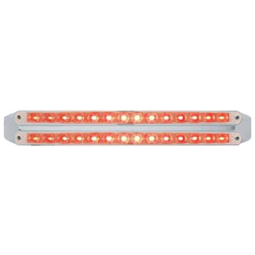 Dual 14 LED 12 Inch Stop/ Turn/ Tail Light Bars - Red LED/ Clear Lens ...
