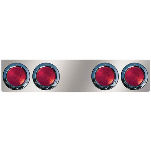 8 Inch Stainless Steel Rear Center Panel W/ 4 - 4 Inch Round Red/Red ...