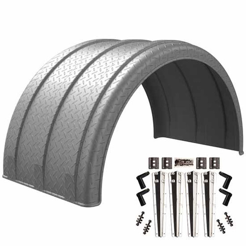 Minimizer MIN2480 Tandem Axle Fender Kit - Silver Diamond Plate, W/O ...