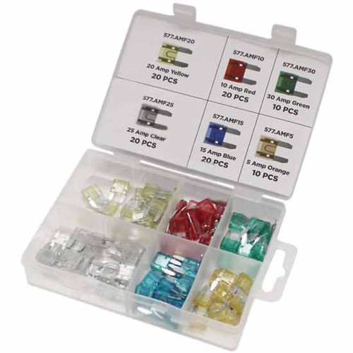 100 Piece 5 To 30 Amp Blade Fuse Kit With Mini Spade Fuses - Elite ...