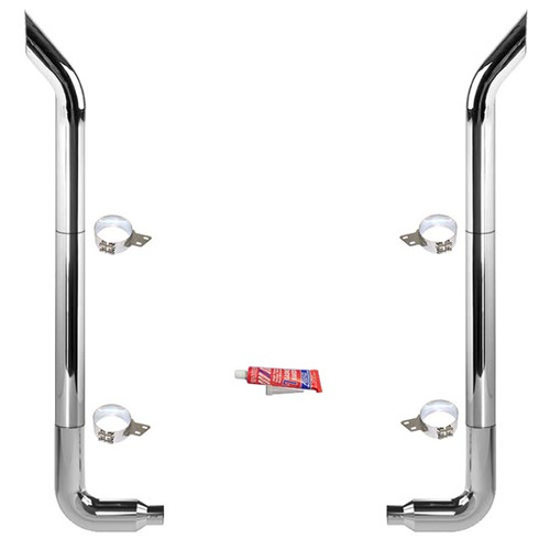 BESTfit 6-5 X 96 Inch Chrome Exhaust Kit W/ Bull Hauler Stacks & Long ...